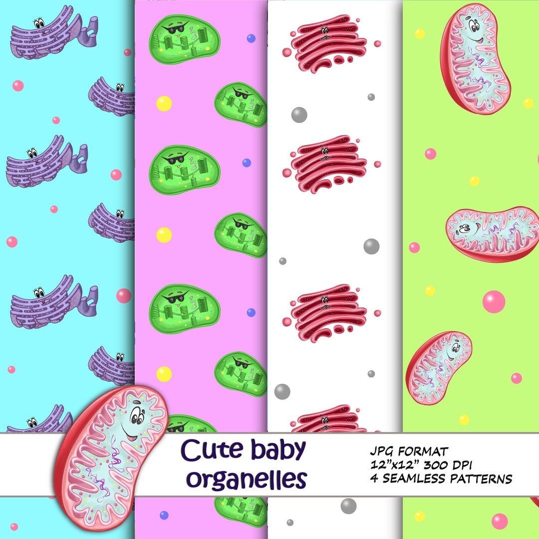 Biology Pattern Digital Paper – Cell Organelles Science Art, STEM ...