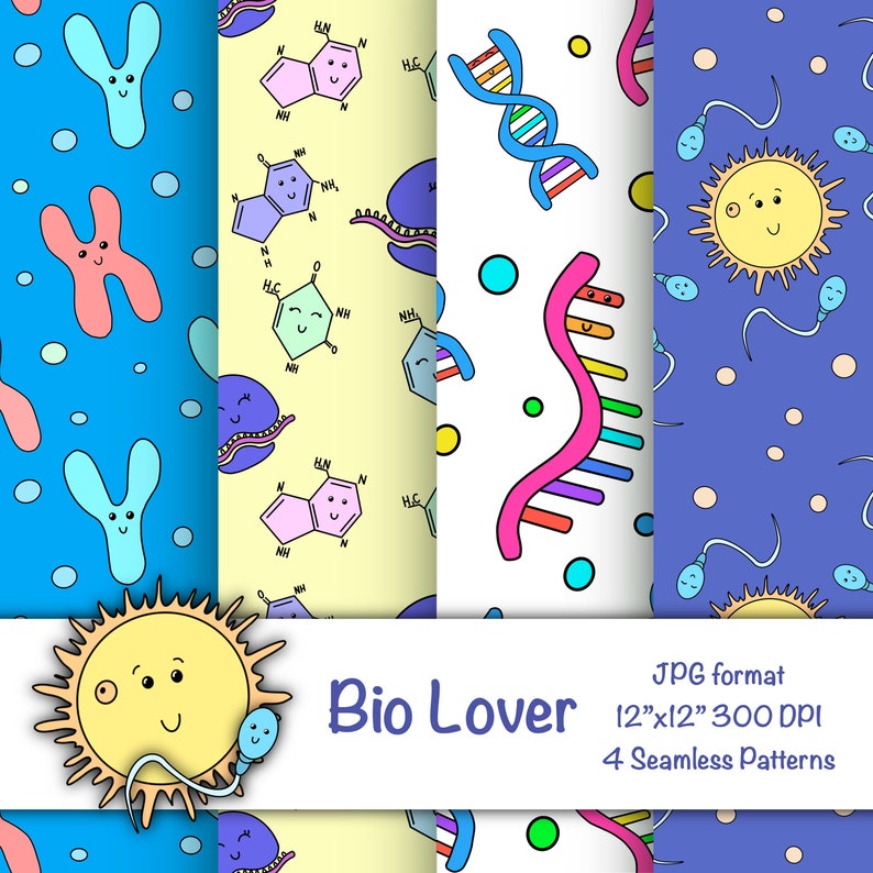 Biology Science Clipart Science Digital Paper Back to School Pattern ...