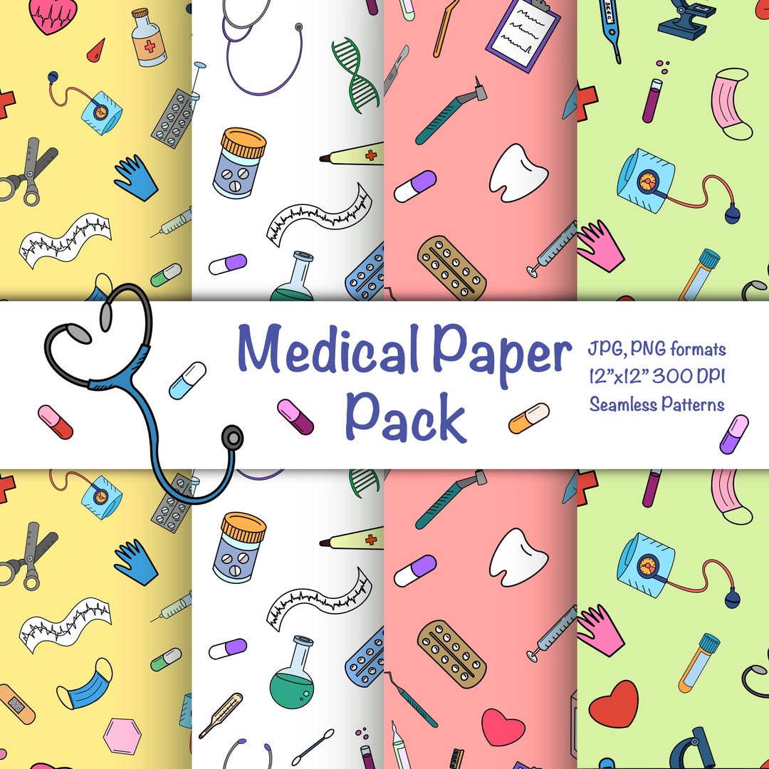 Medical Digital Paper Pack, Doctor Nurse Pattern, Hospital Scrapbook ...