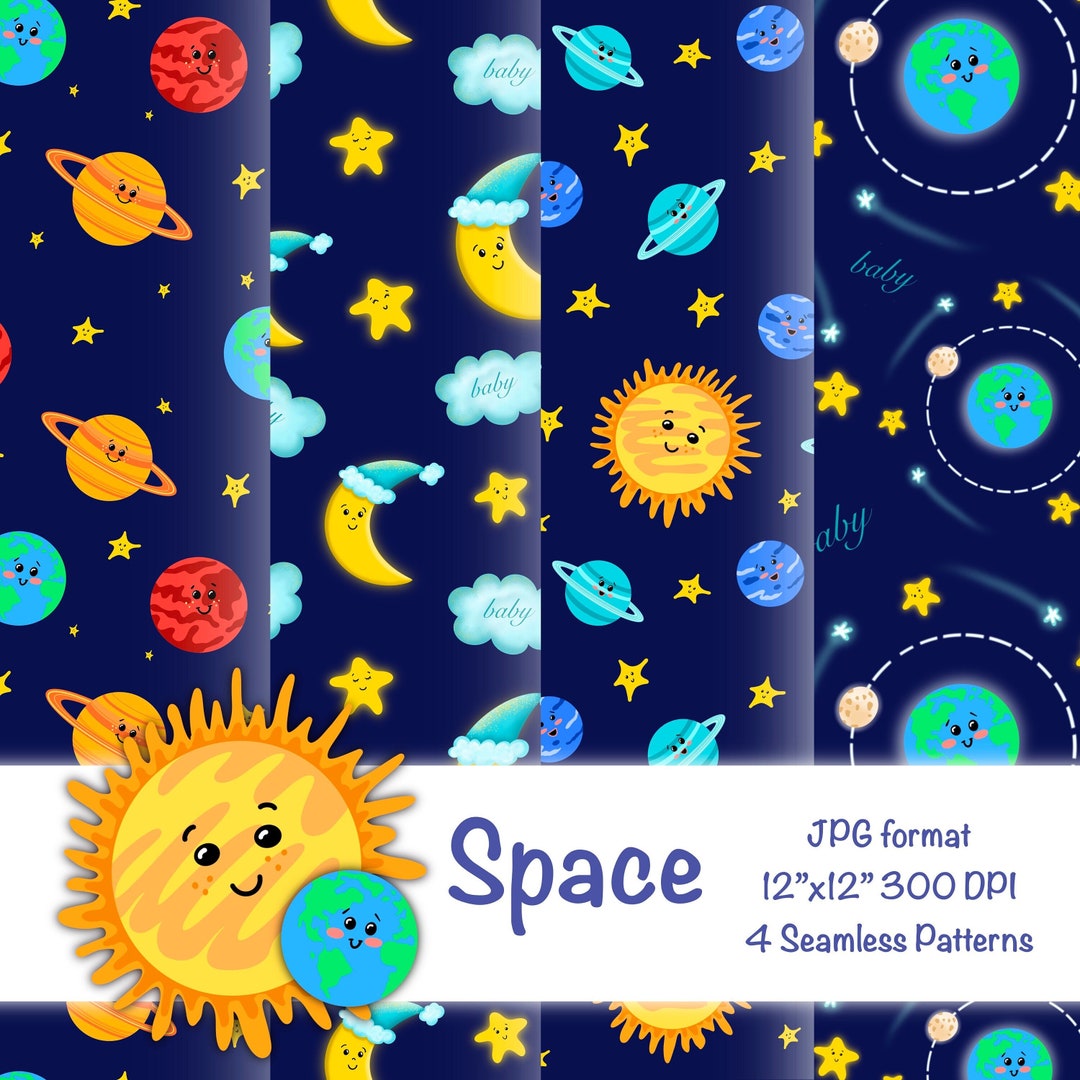 Space Pattern Solar System Digital Paper Science Background Back to ...