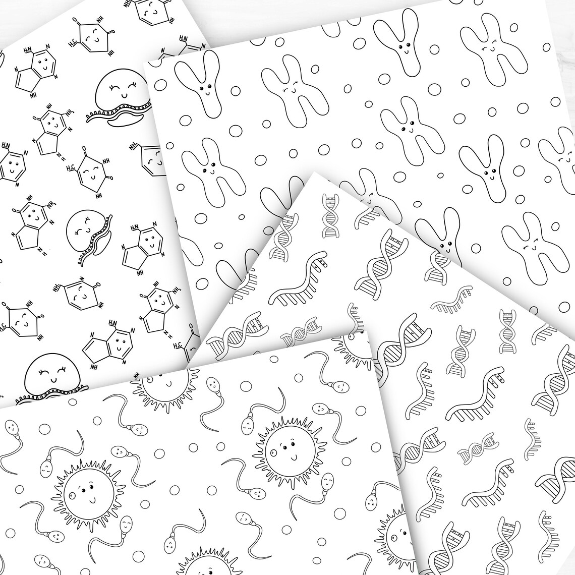 Science Coloring Sheets Education Paper Science Digital Paper Biology ...