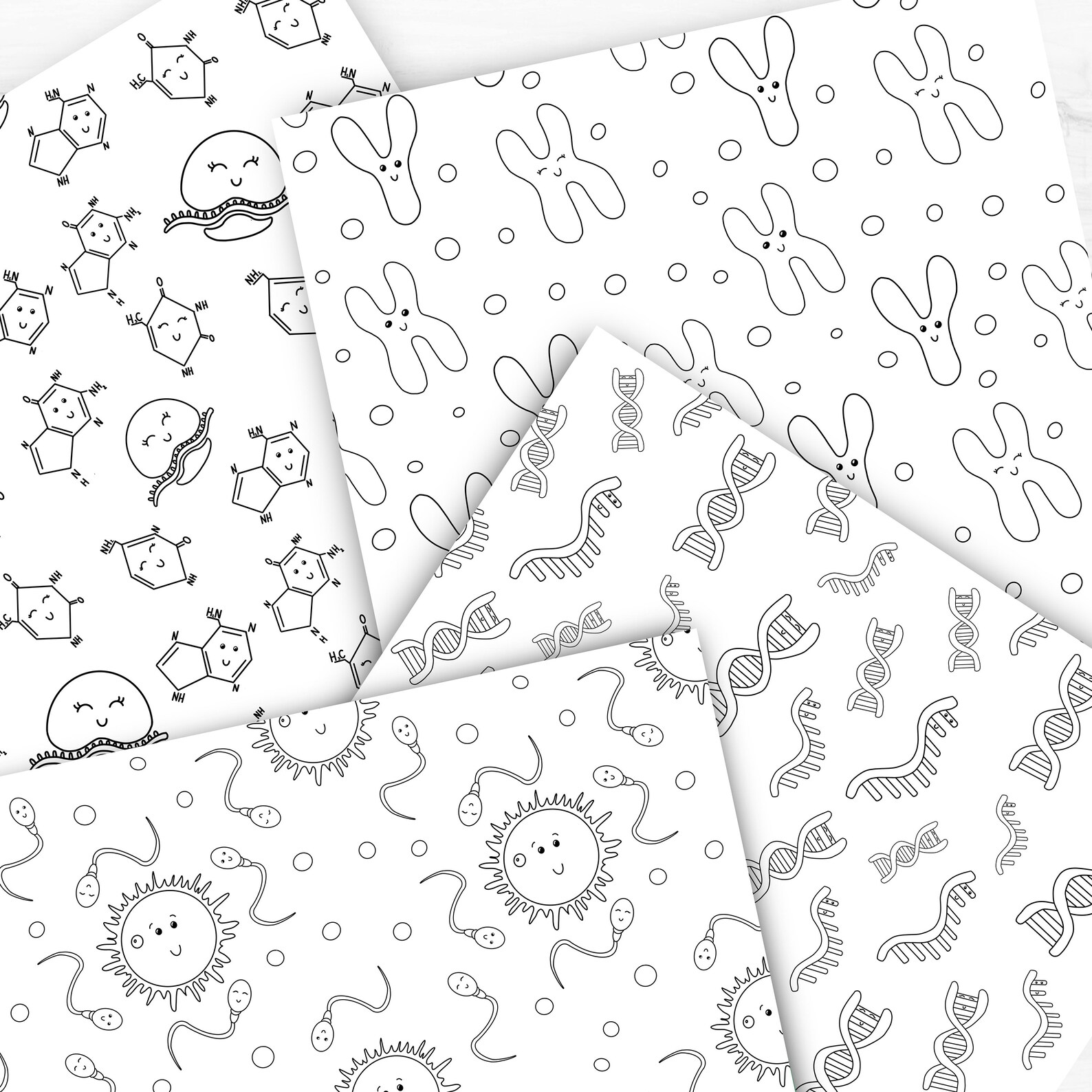 Science Coloring Sheets Education Paper Science Digital Paper Biology ...