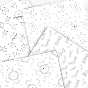 Science Coloring Sheets Education Paper Science Digital Paper Biology ...