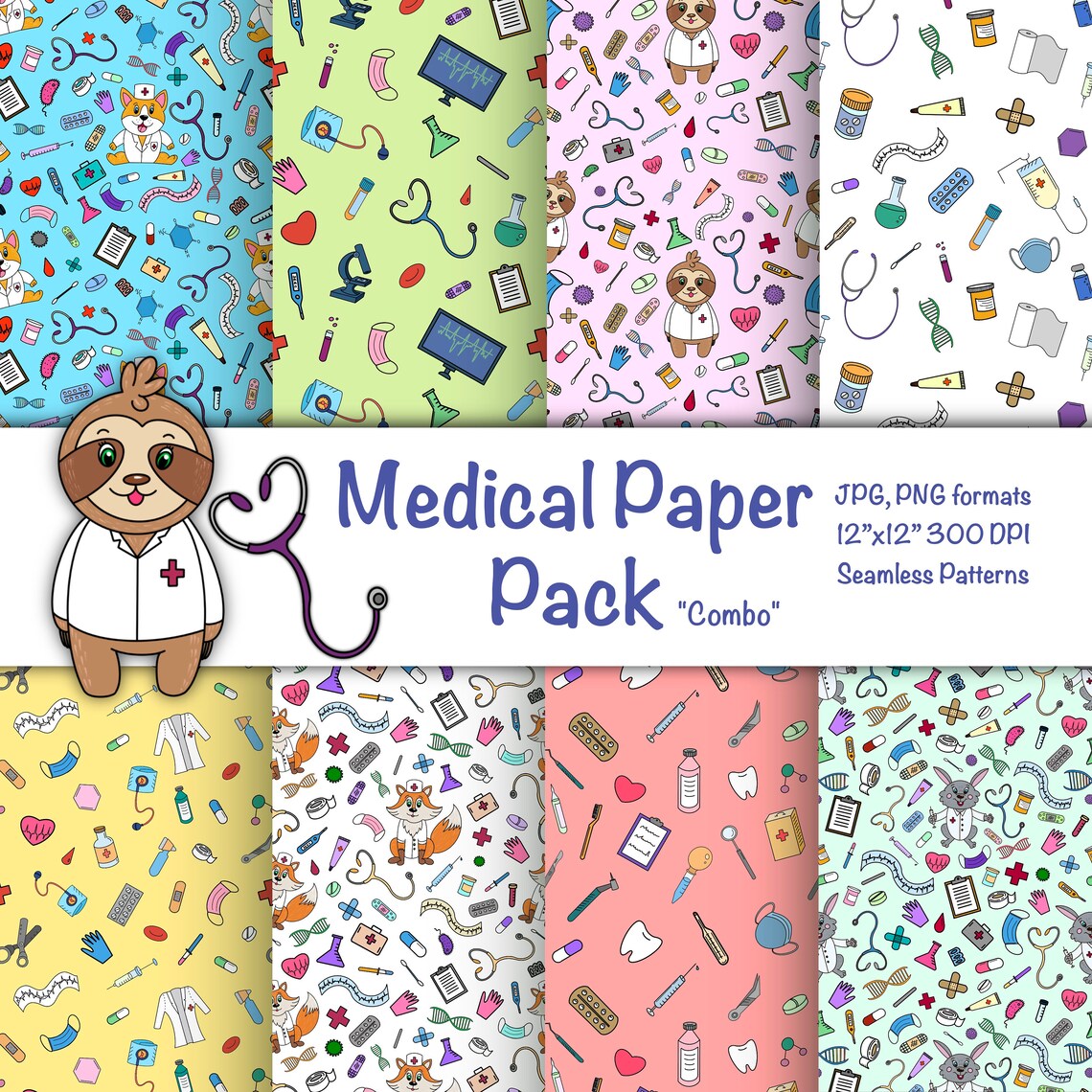 Medical Digital Paper Medical Background Nurse Doctor Pattern Hospital ...