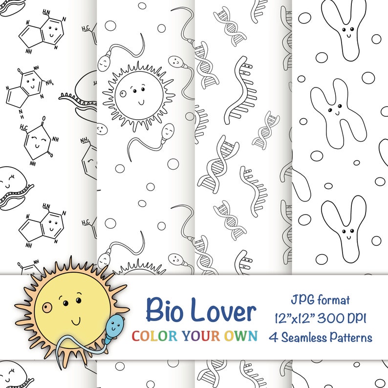 Science Coloring Sheets Education Paper Science Digital Paper Biology ...