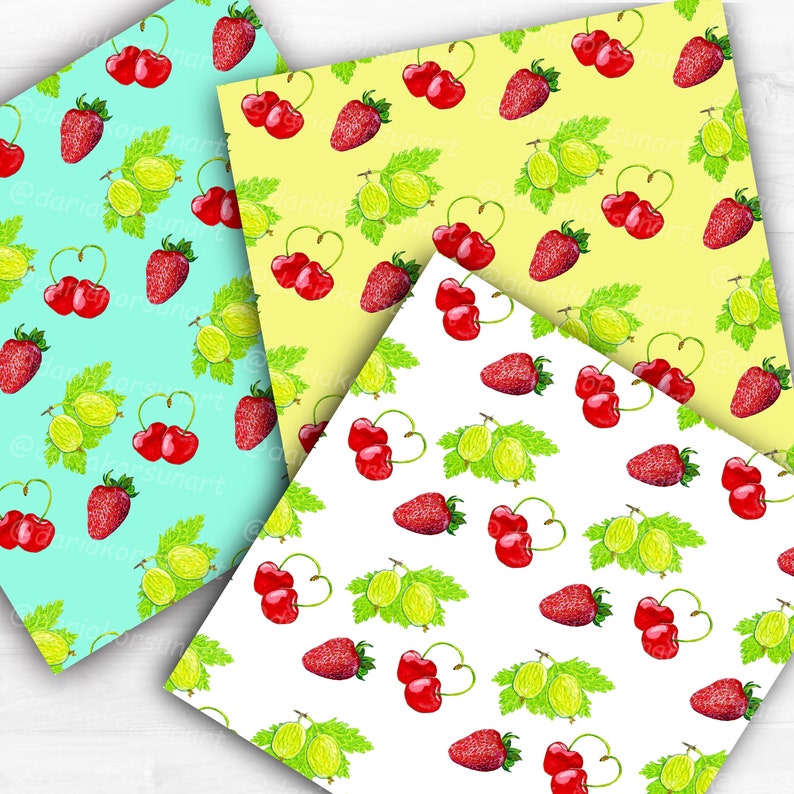 Berries Mix Digital Paper Packpattern Designdigital ...