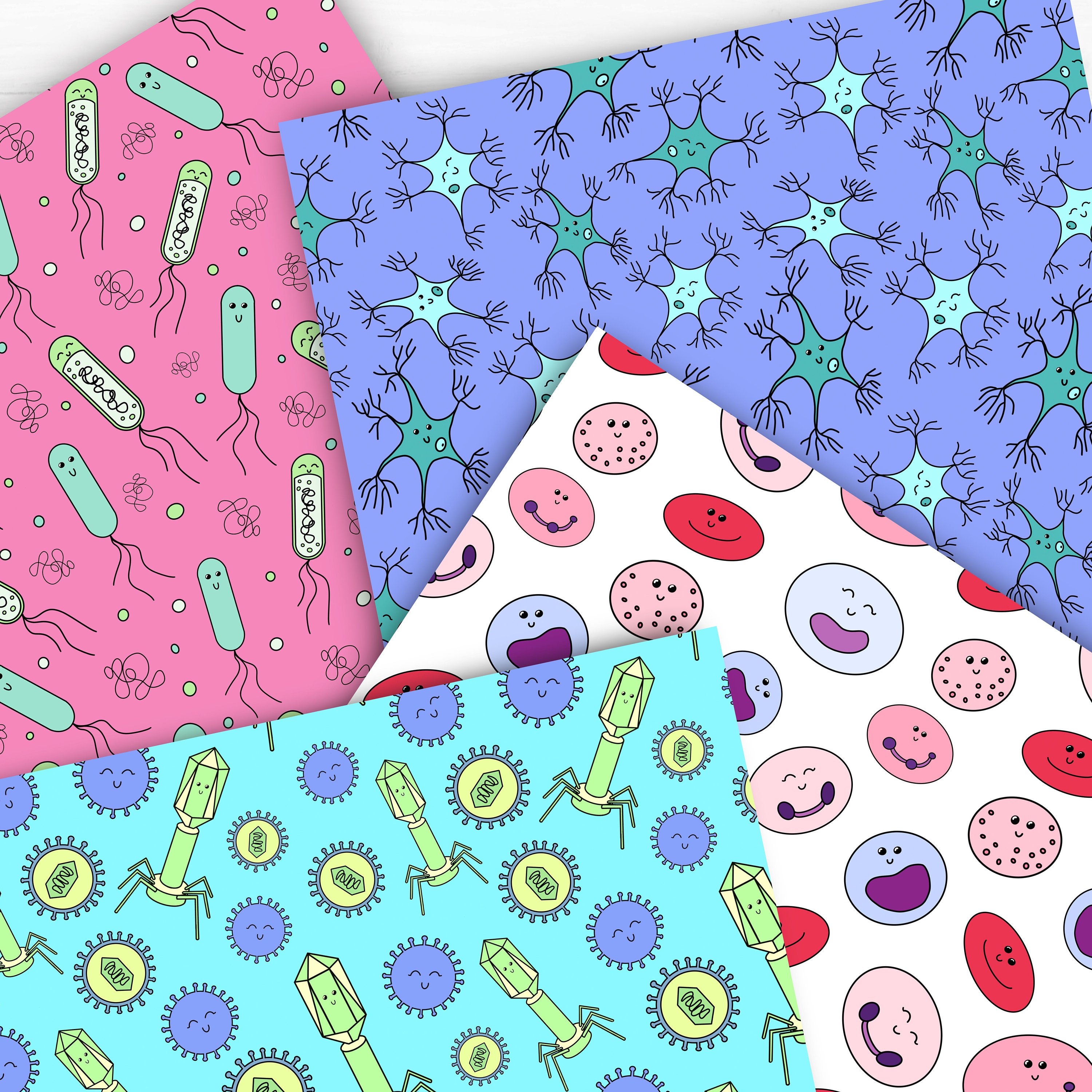 Biology Science Clipart Science Digital Paper Blood Cells Back to ...