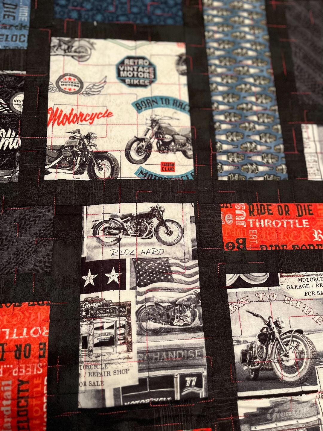 Motorcycle Quilt 64x73 - Etsy