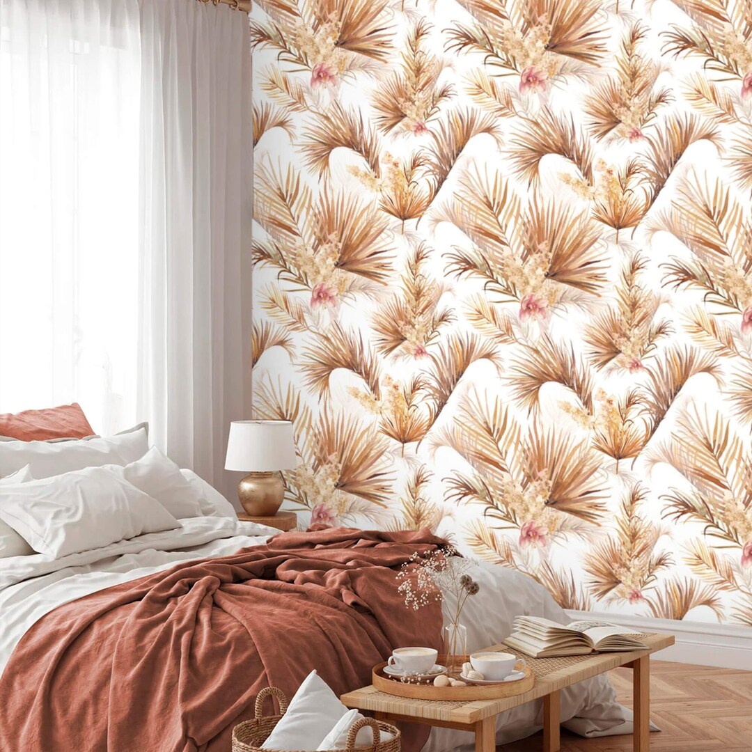 Neutral Botanical Wallpaper Minimalist Leaves Wall Paper Peel and Stick ...