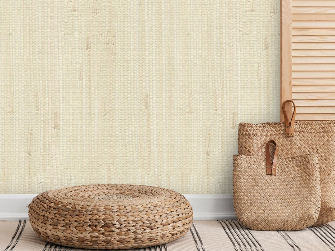Grasscloth Wallpaper Rattan Natural Look Peel and Stick Removable or ...