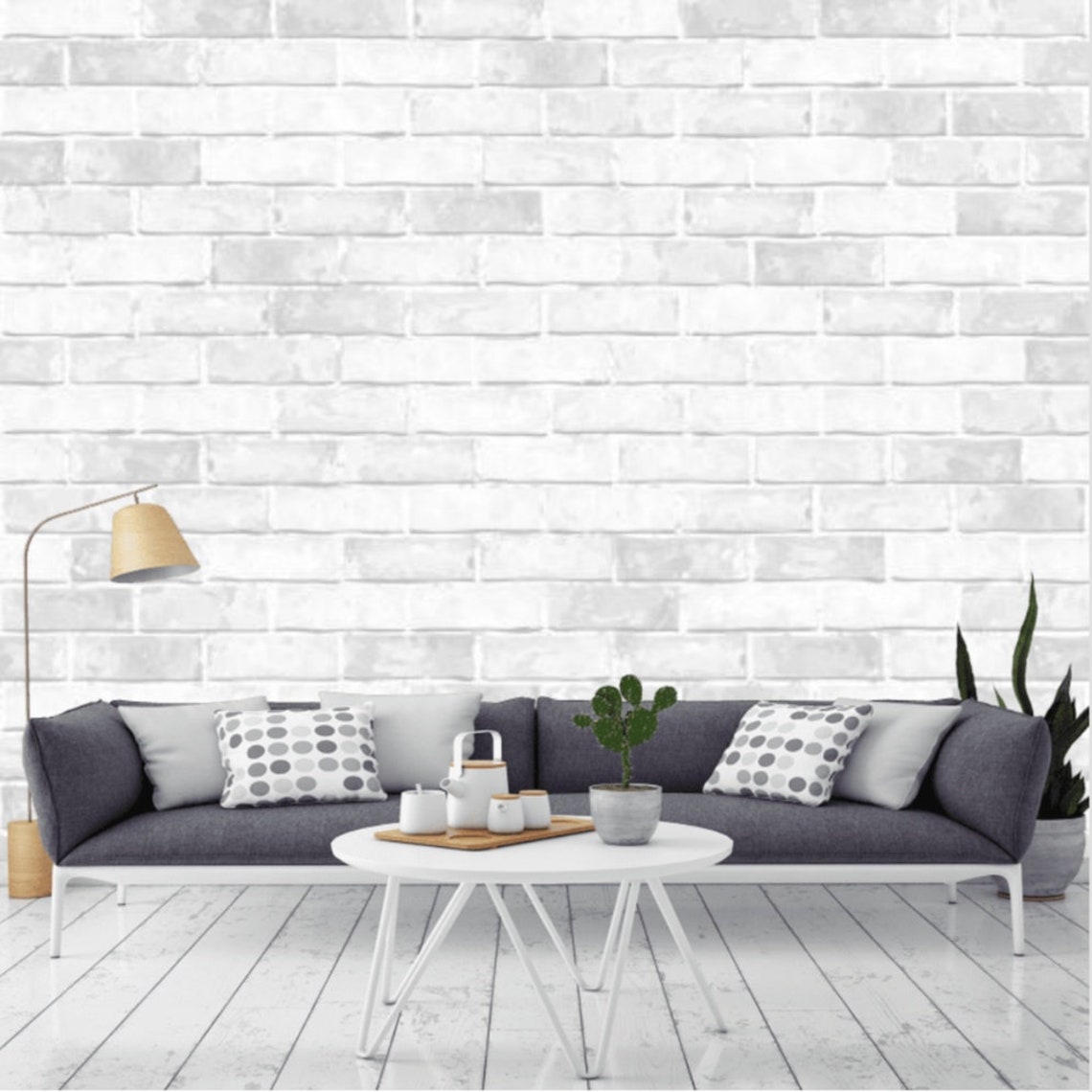 Peel And Stick Vintage Brick Wallpaper Removable White Brick Etsy