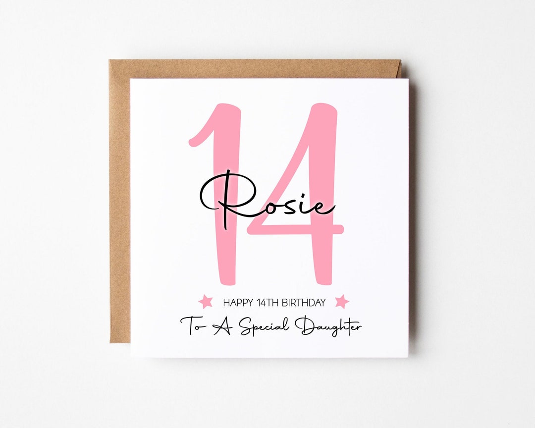14th Birthday Card Girls Age 14 Personalised for Daughter Granddaughter ...