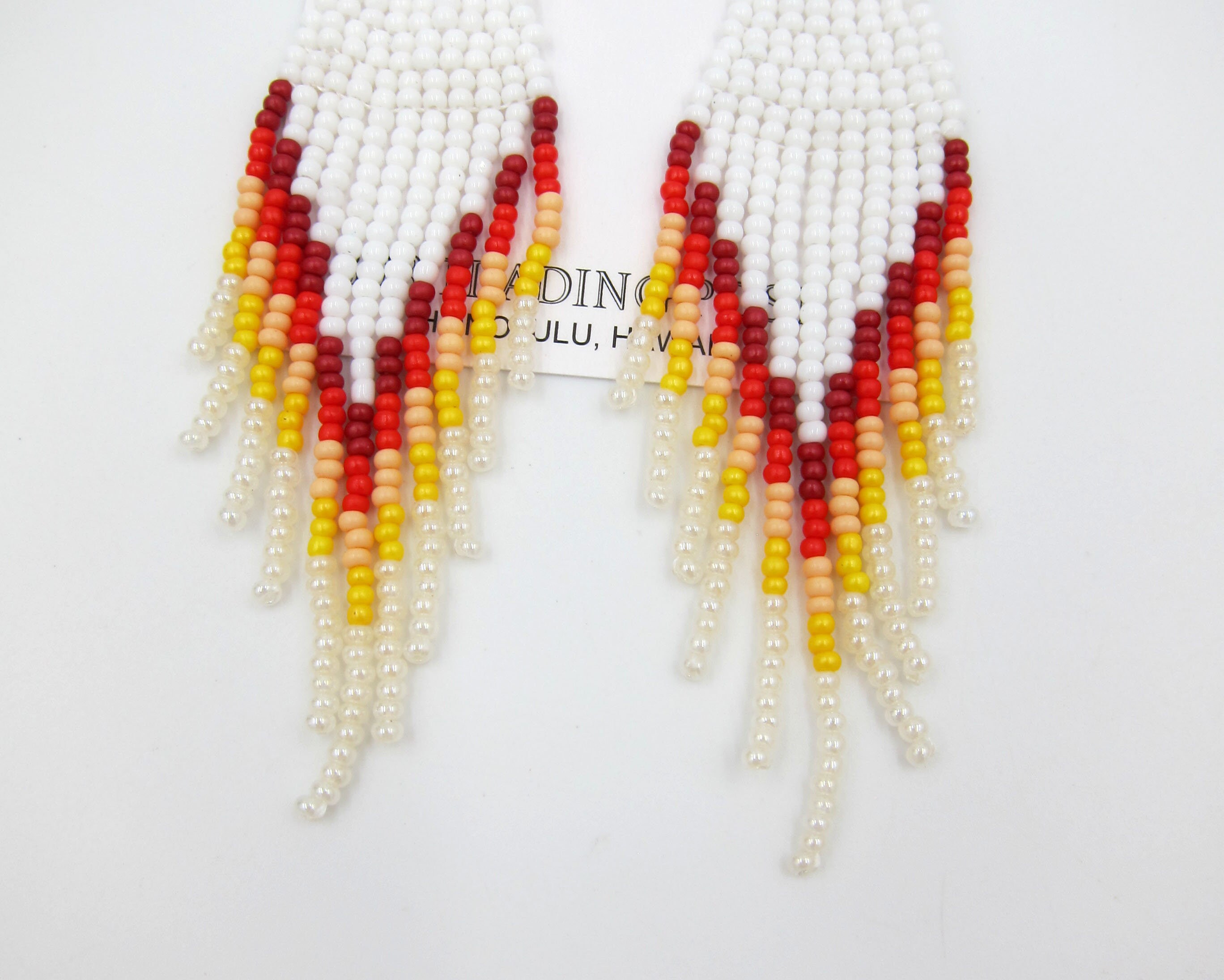 Modern White Red and Orange Native American Style Seed Bead - Etsy