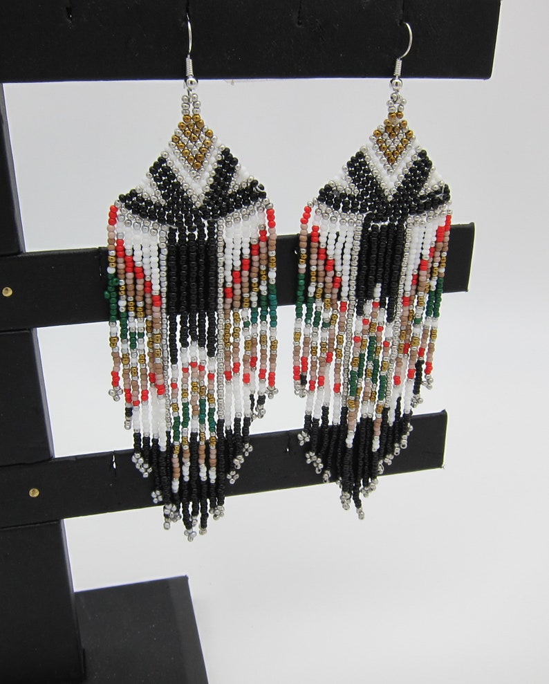 Native American Style Seed Bead Earrings Handmade With Native - Etsy