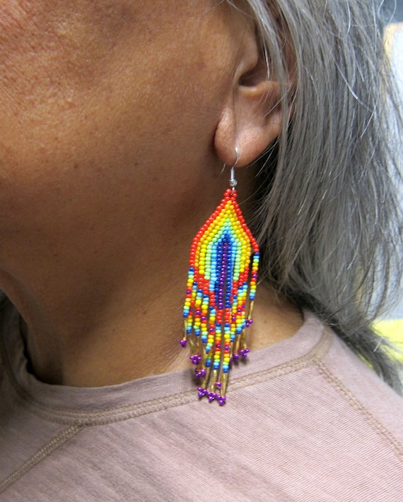 Beautiful Rainbow Design Native American Style Seed Bead - Etsy