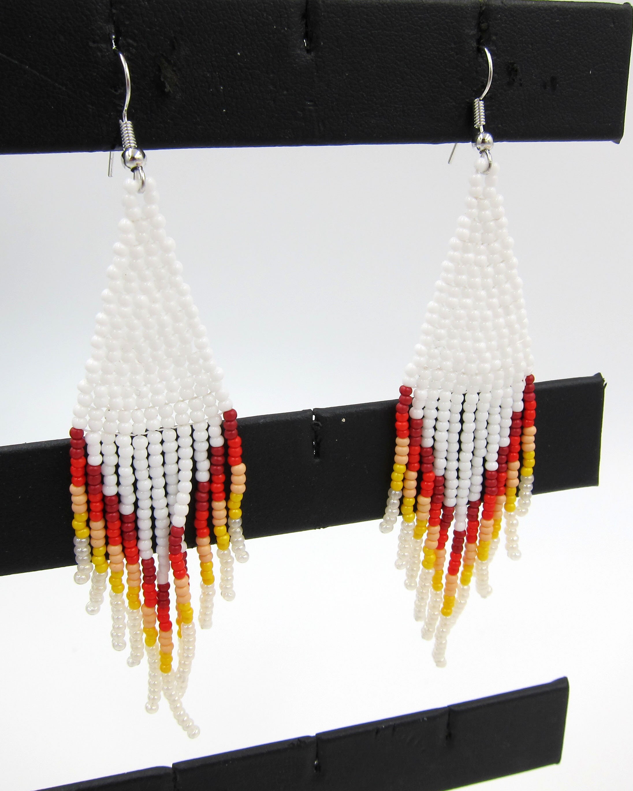 Modern White Red and Orange Native American Style Seed Bead - Etsy