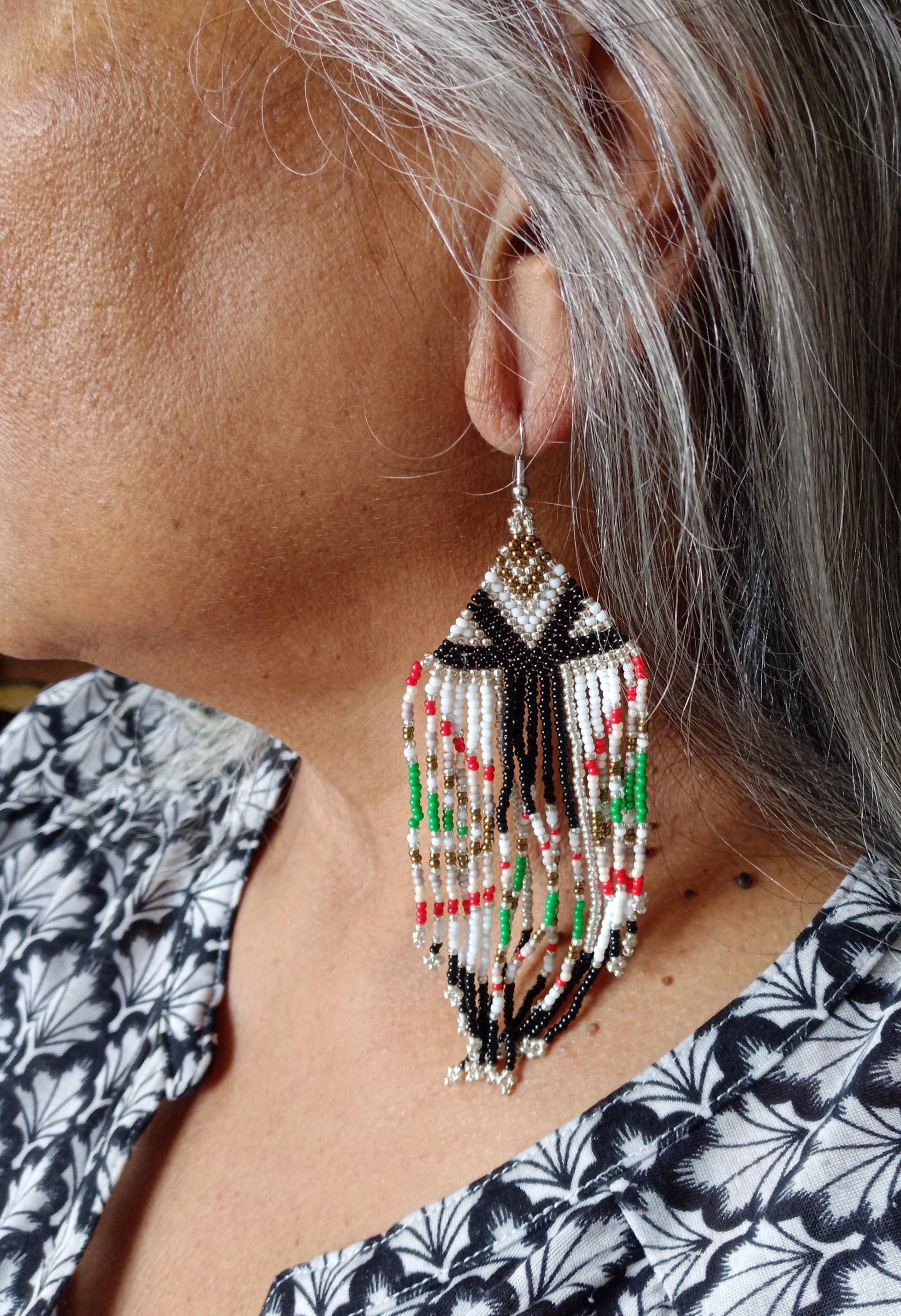 Native American Style Seed Bead Earrings HandMade with Native | Etsy