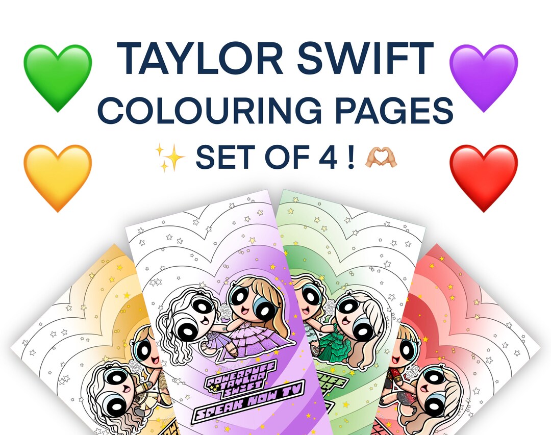 Taylor Swift Colouring Pages the Eras Tour Set 1 - Etsy