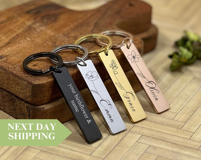 Stainless Steel Keychain, Custom Engraved Key Chain Personalized Gifts ...