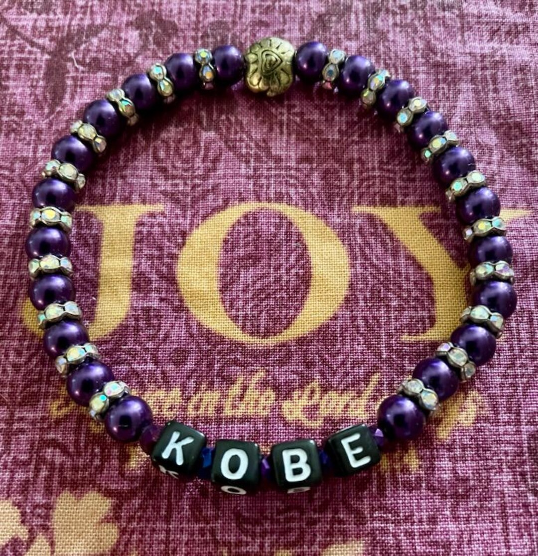 Gorgeous Kobe 7.25-inch Purple Glass Bead Stretch Bracelet With Crysal ...