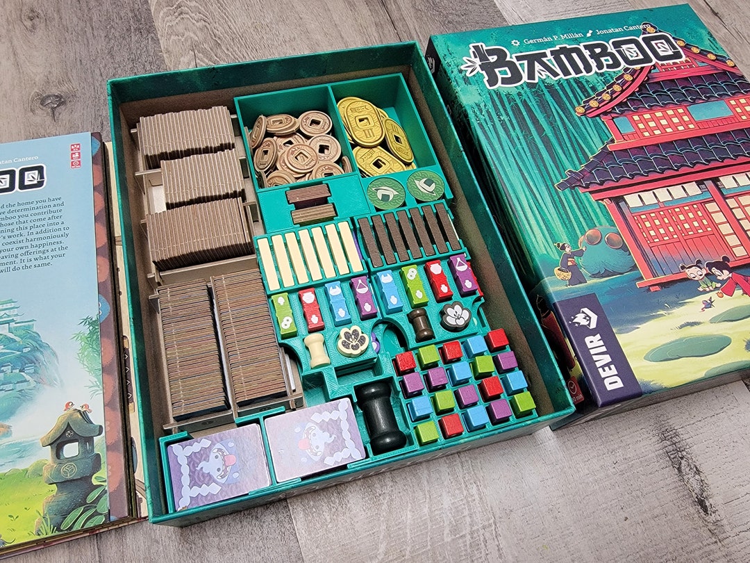 Bamboo Board Game Insert / Box Organizer With Individual Player Trays ...