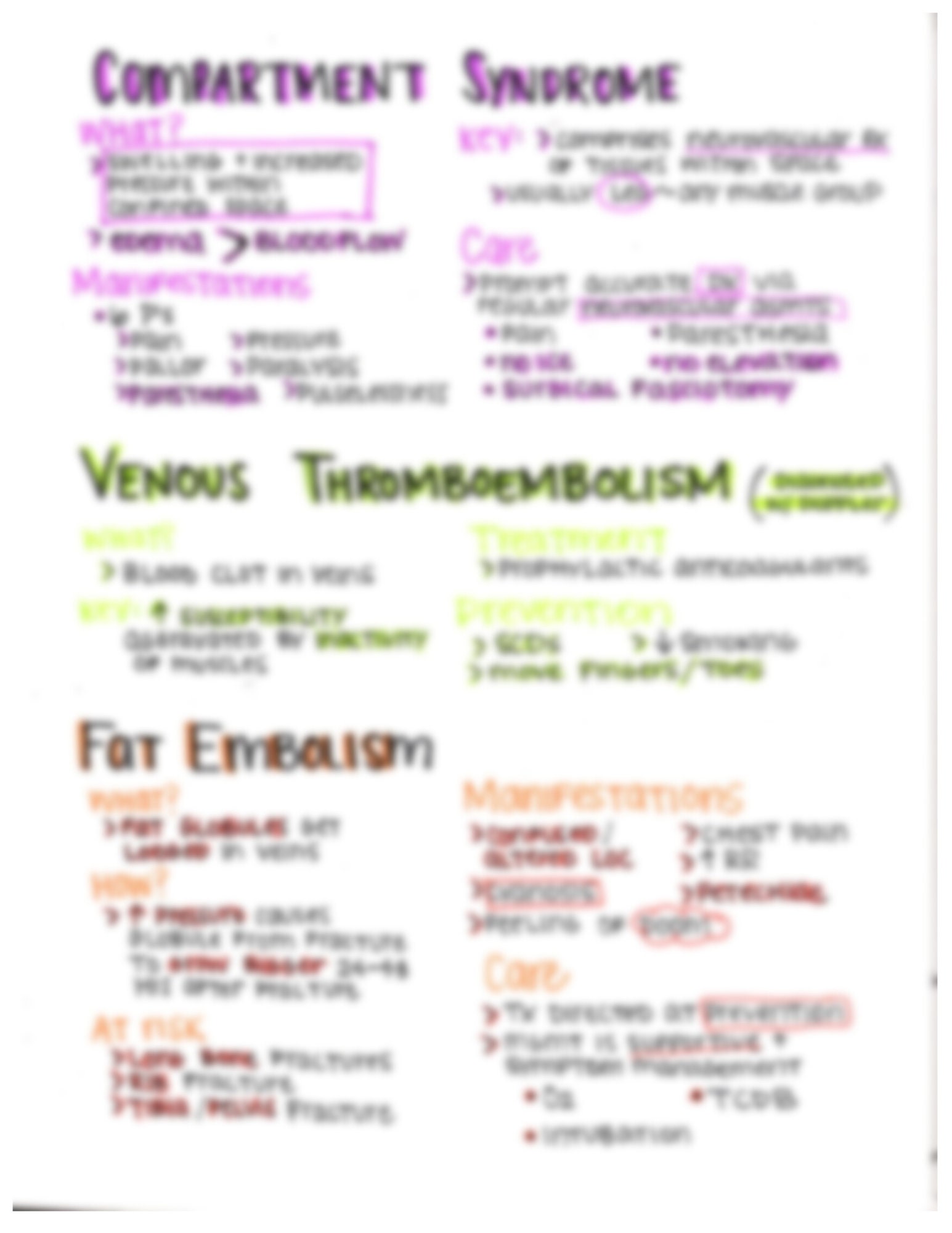 Compartment Syndrome, VTE, Fat Embolism Med Surg Nursing Study Notes - Etsy