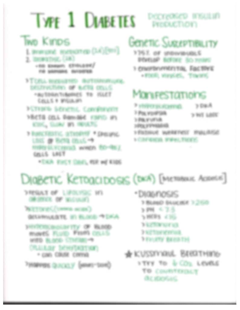 Type 1 Diabetes Pathophysiology Nursing Notes - Etsy