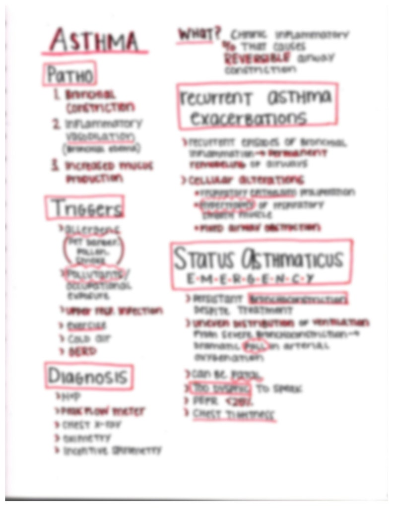 Asthma Pathophysiology Nursing Study Notes - Etsy