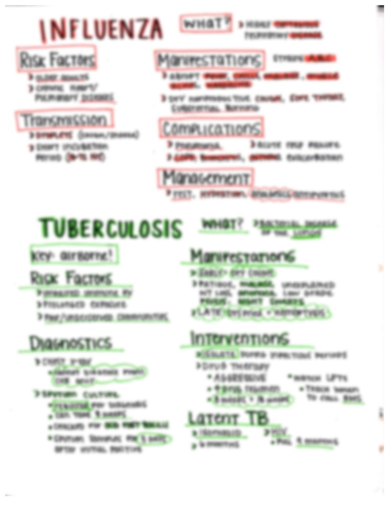 Flu/tb Med Surg Nursing Notes - Etsy Canada