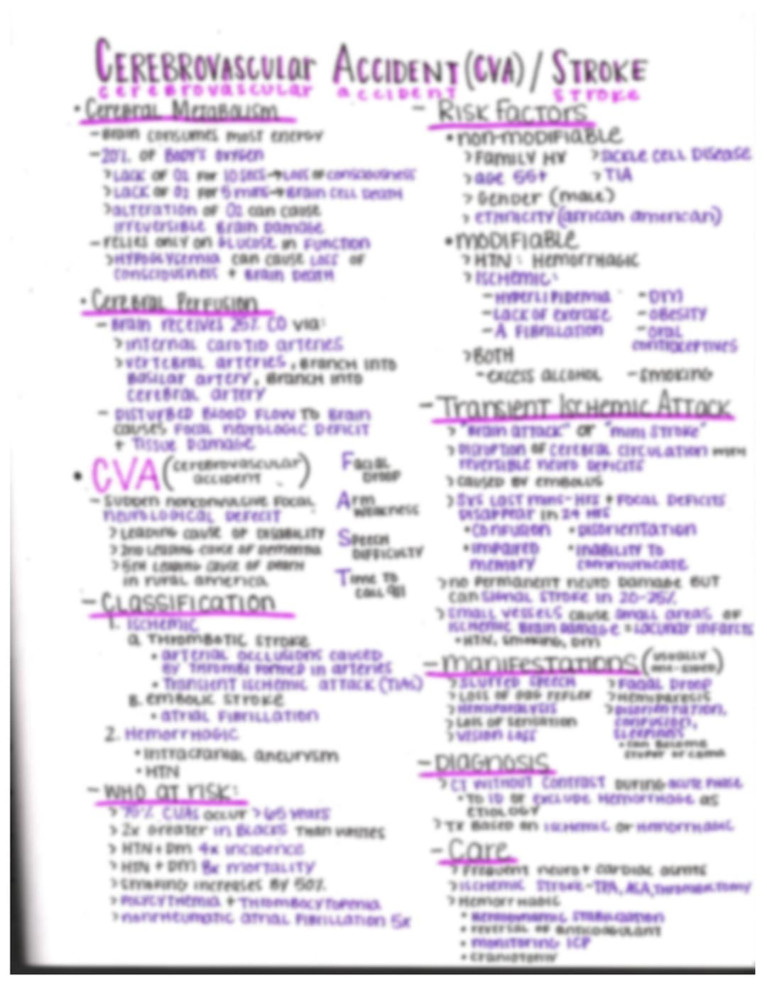 CVA/ Stroke Pathophysiology Nursing Notes - Etsy