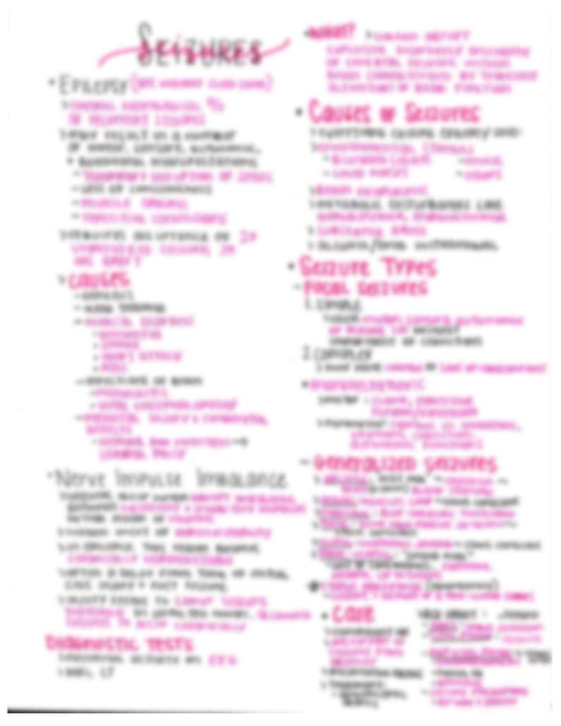 Seizures Pathophysiology Nursing Notes - Etsy