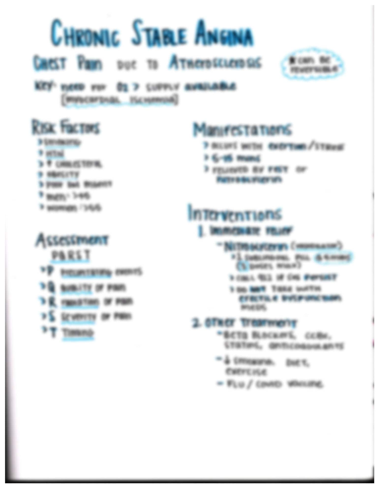 Chronic Stable Angina Med Surg Nursing Study Notes - Etsy