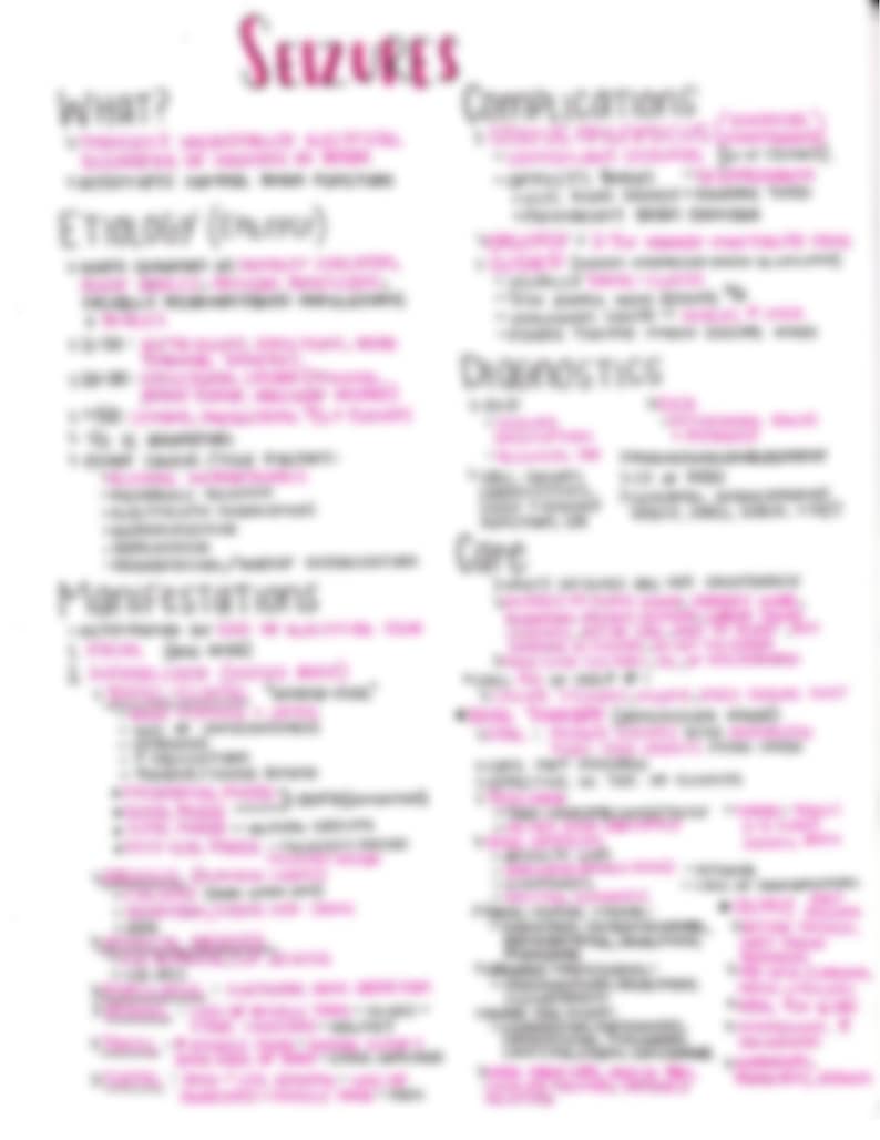 Seizures Med Surg Nursing Notes - Etsy