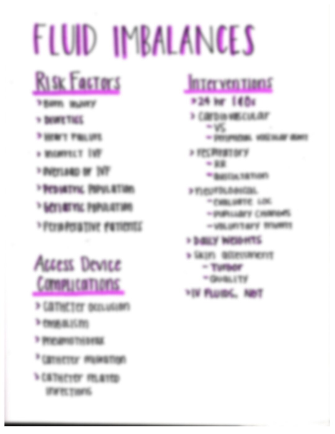 Fluid Imbalances Med Surg Nursing Notes - Etsy