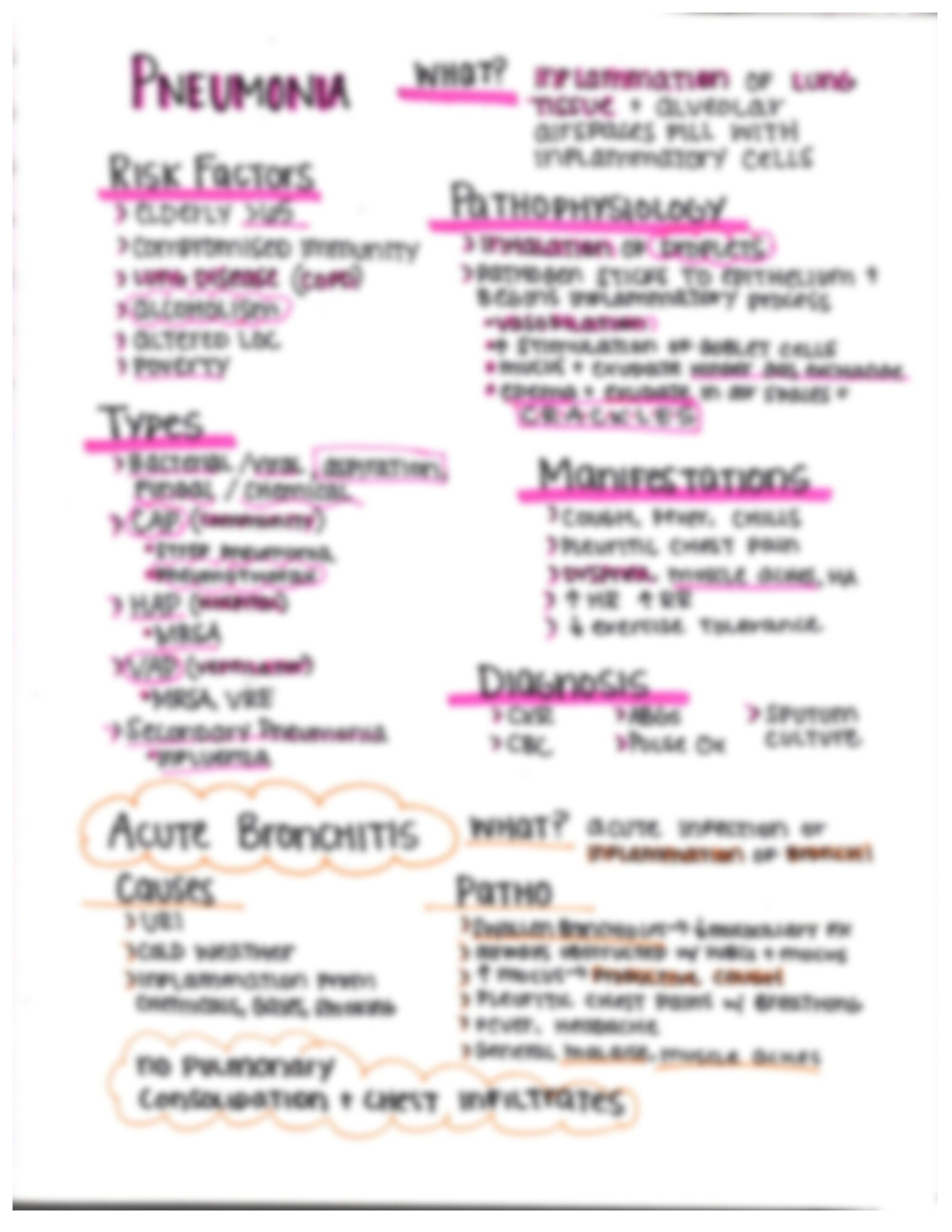 Pneumonia and Acute Bronchitis Pathophysiology Nursing Notes - Etsy