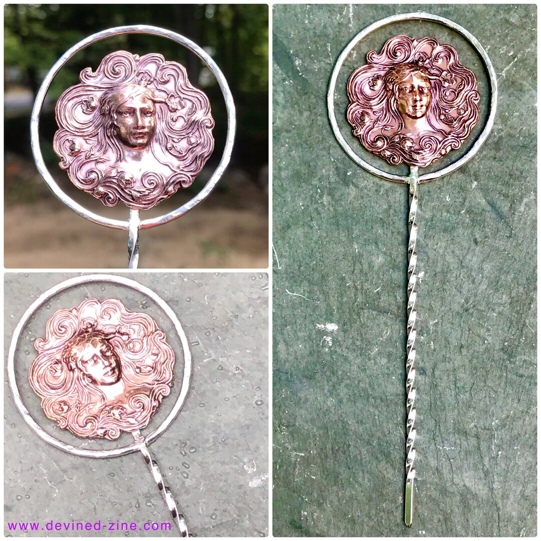 Lady Halo Art Nouveau Hair Pin in .925 Sterling - Etsy