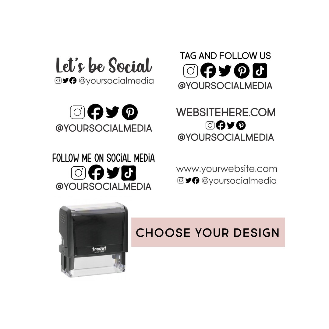 Custom Social Media Stamp Personalized Business Stamp Custom Business ...