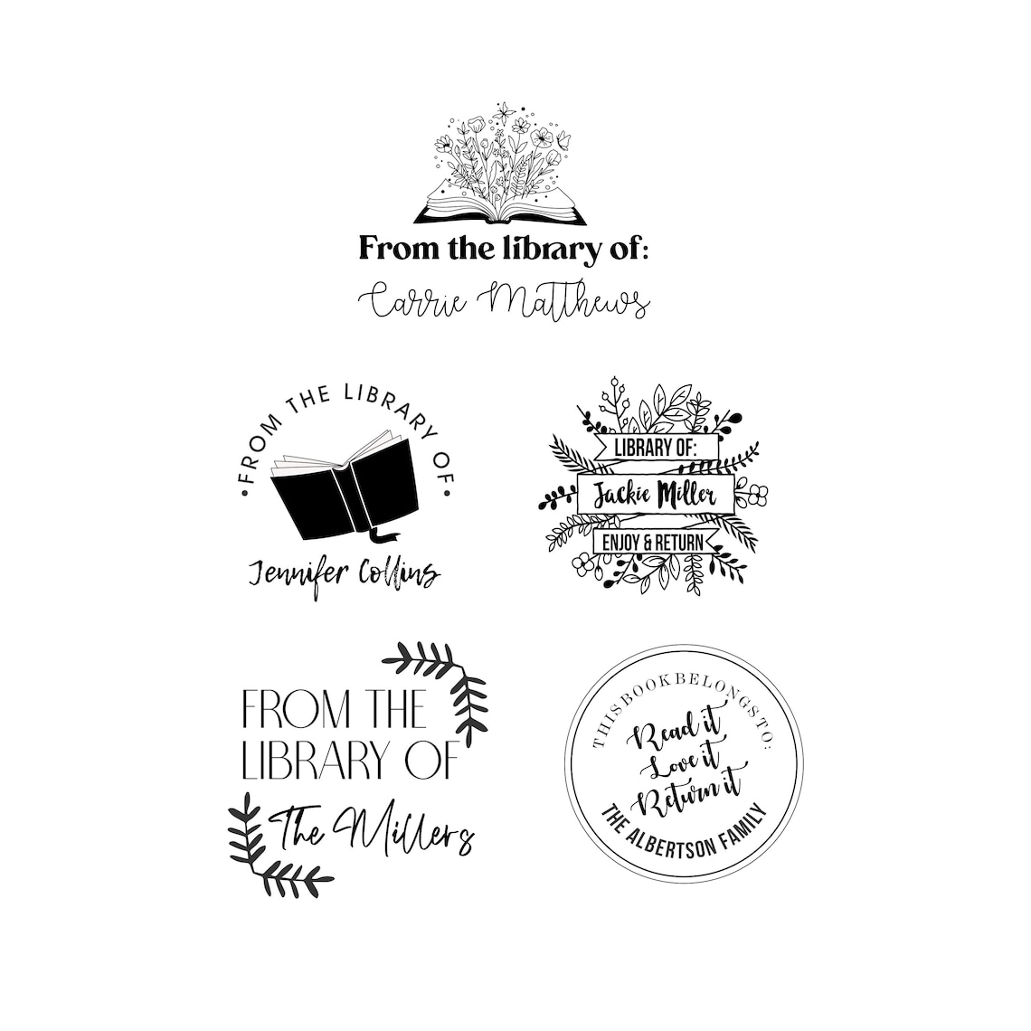 Personalized Book Stamp Self Inking Library Stamp Custom - Etsy