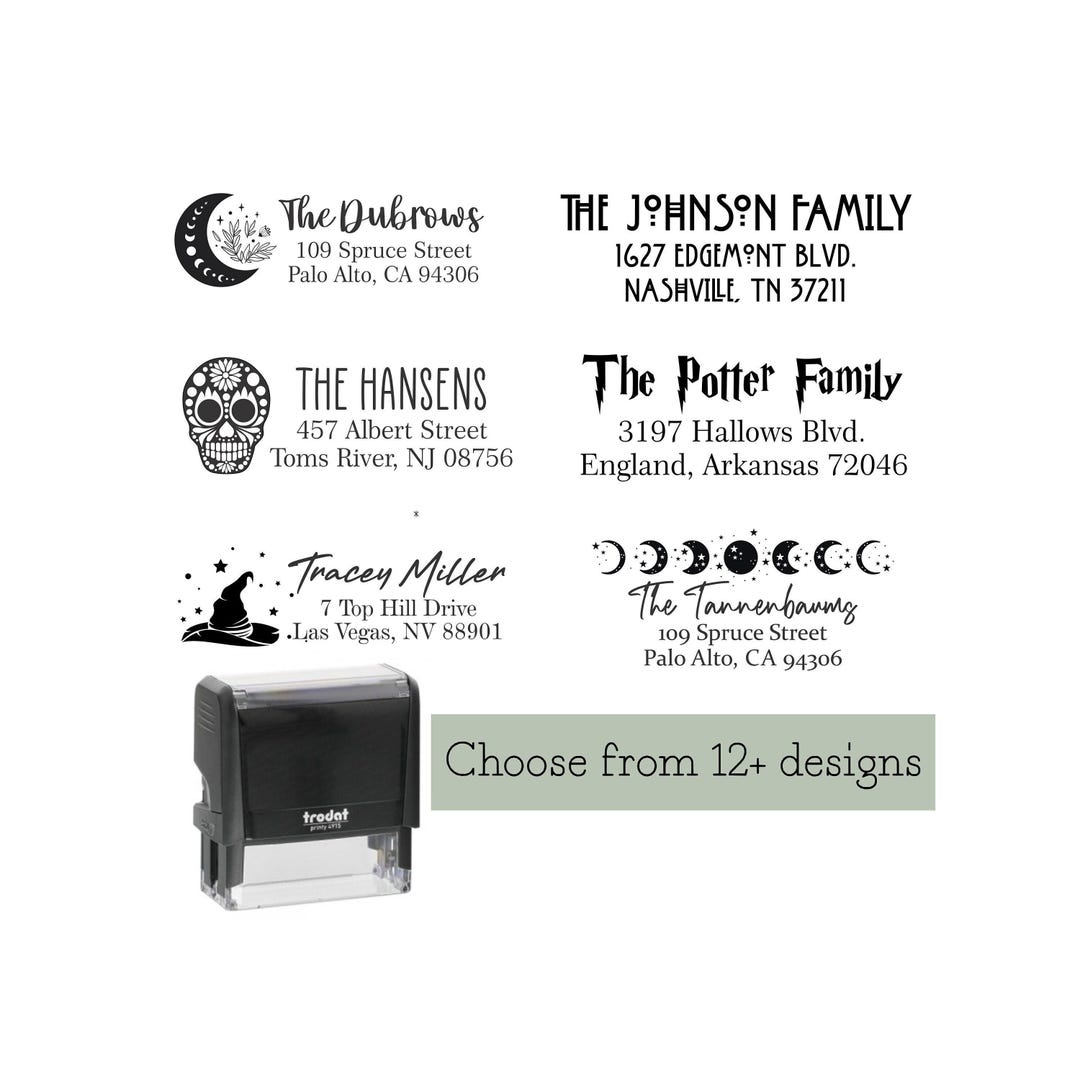 Custom Address Stamp | Moon Phases Stamp | Wizards Stamp | Celestial ...