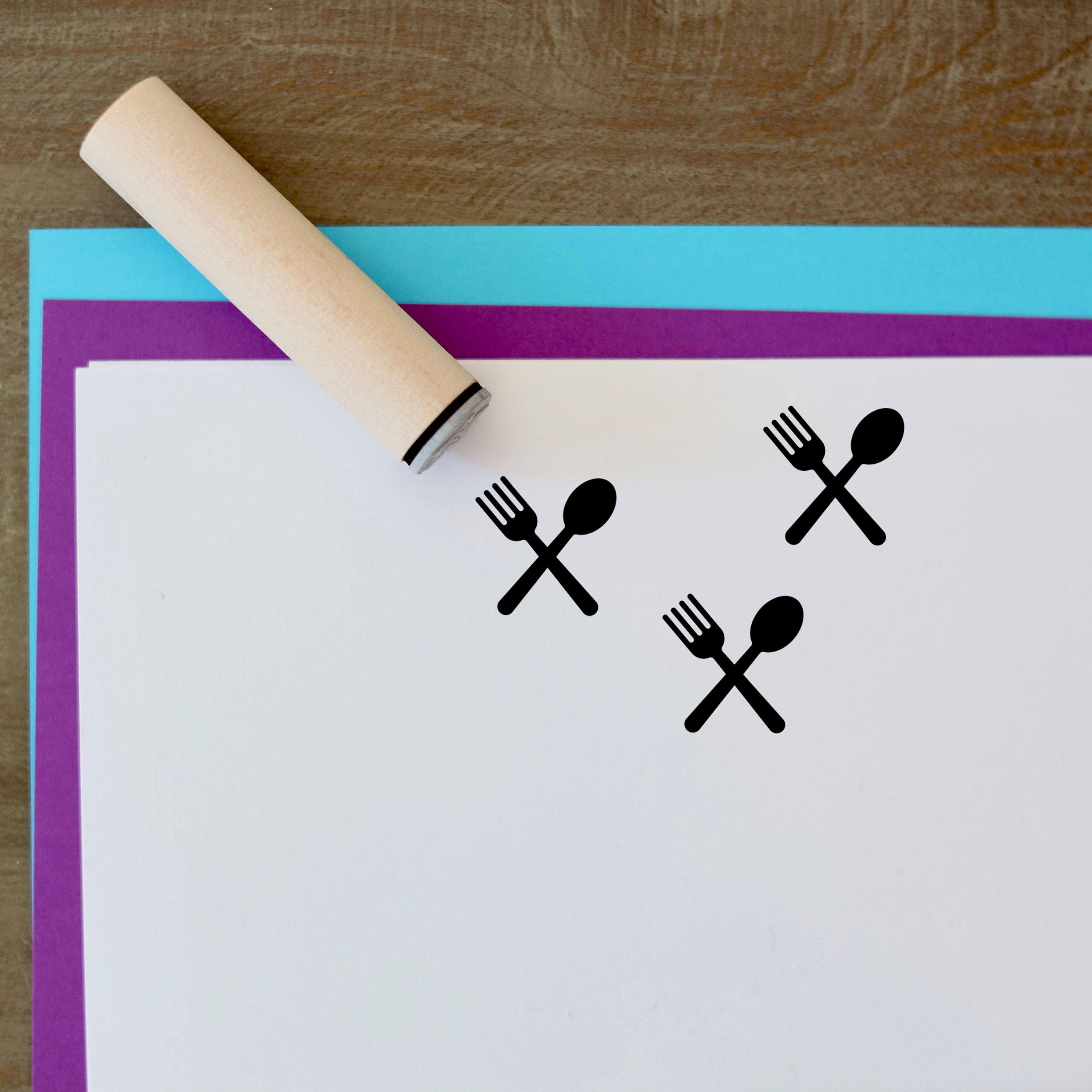 Fork and Spoon Stamp Fork Spoon Mini Stamp Kids Stamp | Etsy