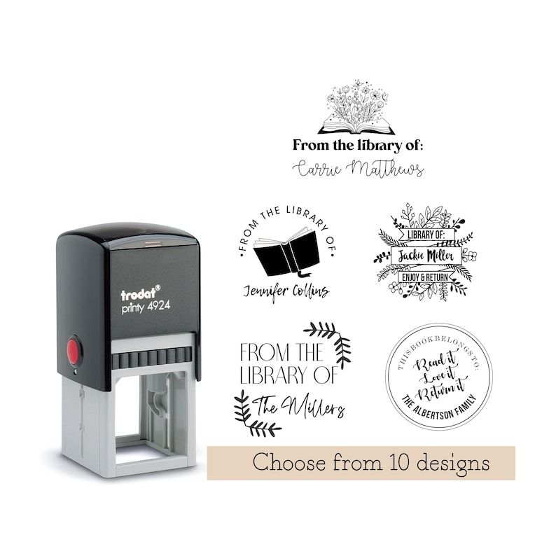 Personalized Book Stamp Self Inking Library Stamp Custom - Etsy