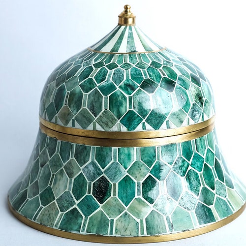 Handmade Horn Inlay Black Designer Pattern Round Suri Box / - Etsy