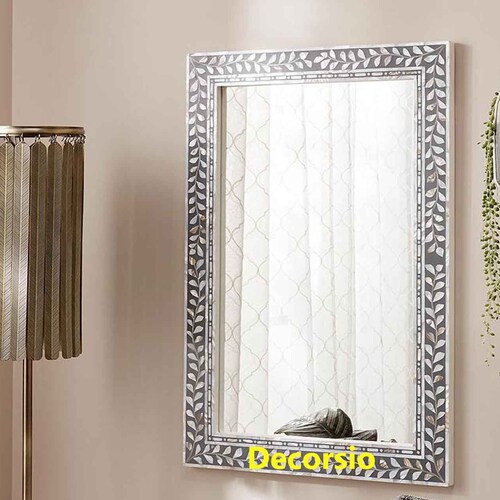 Handmade Grey Mother of Pearl Inlay Leaves Pattern Rectangular - Etsy