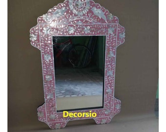 Mother of Pearl Inlay Scalloped Mirror Pink - Etsy