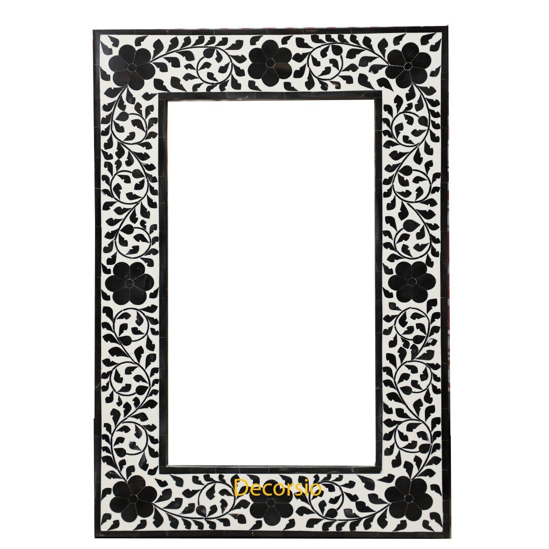 Handmade Horn Inlay Floral Pattern Mirror Frame/ With Free Mirror/ Wall ...