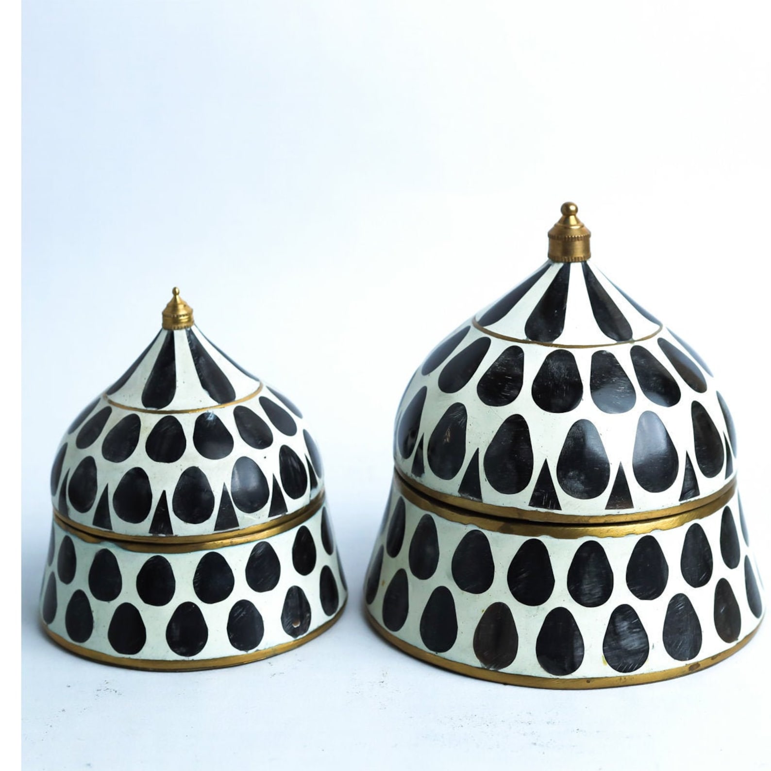 Handmade Horn Inlay Black Designer Pattern Round Suri Box / - Etsy