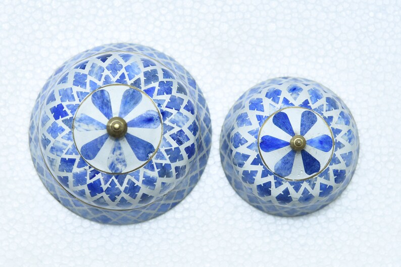 Handmade Bone Inlay Blue Geometric Box - Etsy