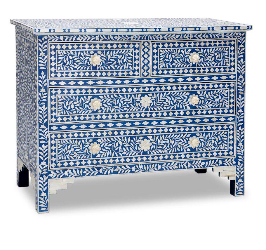 Handmade Blue Bone Inlay Floral Chest of 4 Drawers/ Chest Cabinet - Etsy