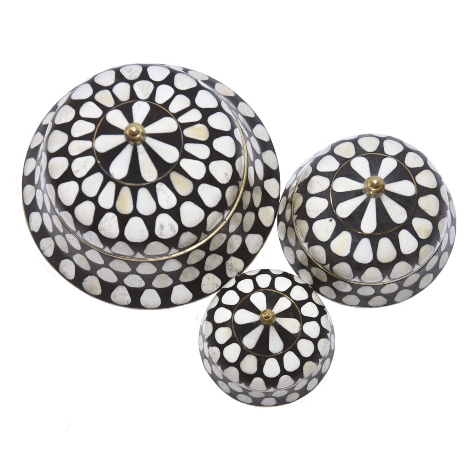 Handmade Bone Inlay Black Decorative Box/ Round Box/ Suri Box/ Jewelry ...