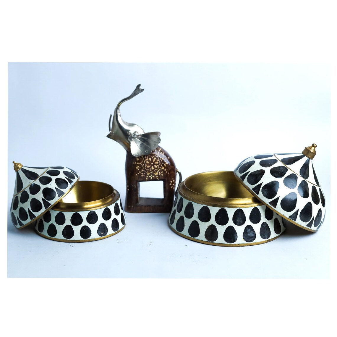 Handmade Horn Inlay Black Designer Pattern Round Suri Box / - Etsy